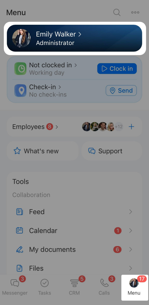 Delete Bitrix24 account in mobile app